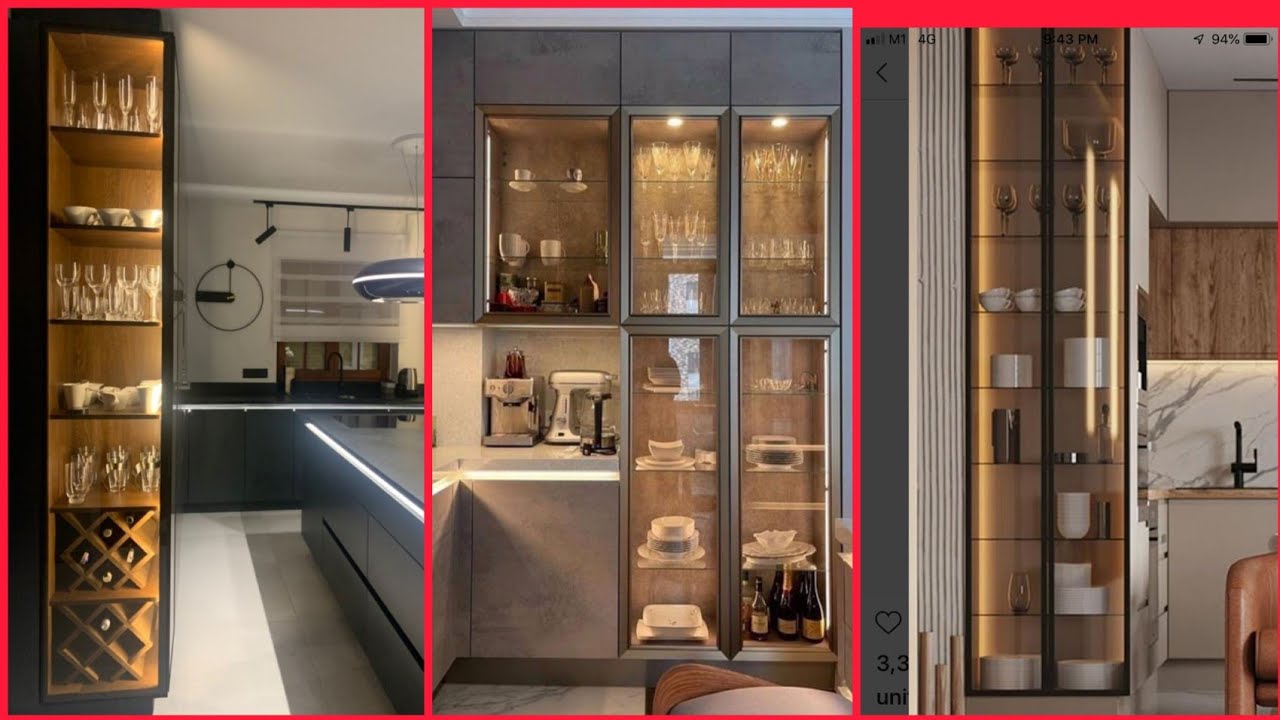 Modern long cupboard kitchen interior designs | glass kitchen cabinet ...