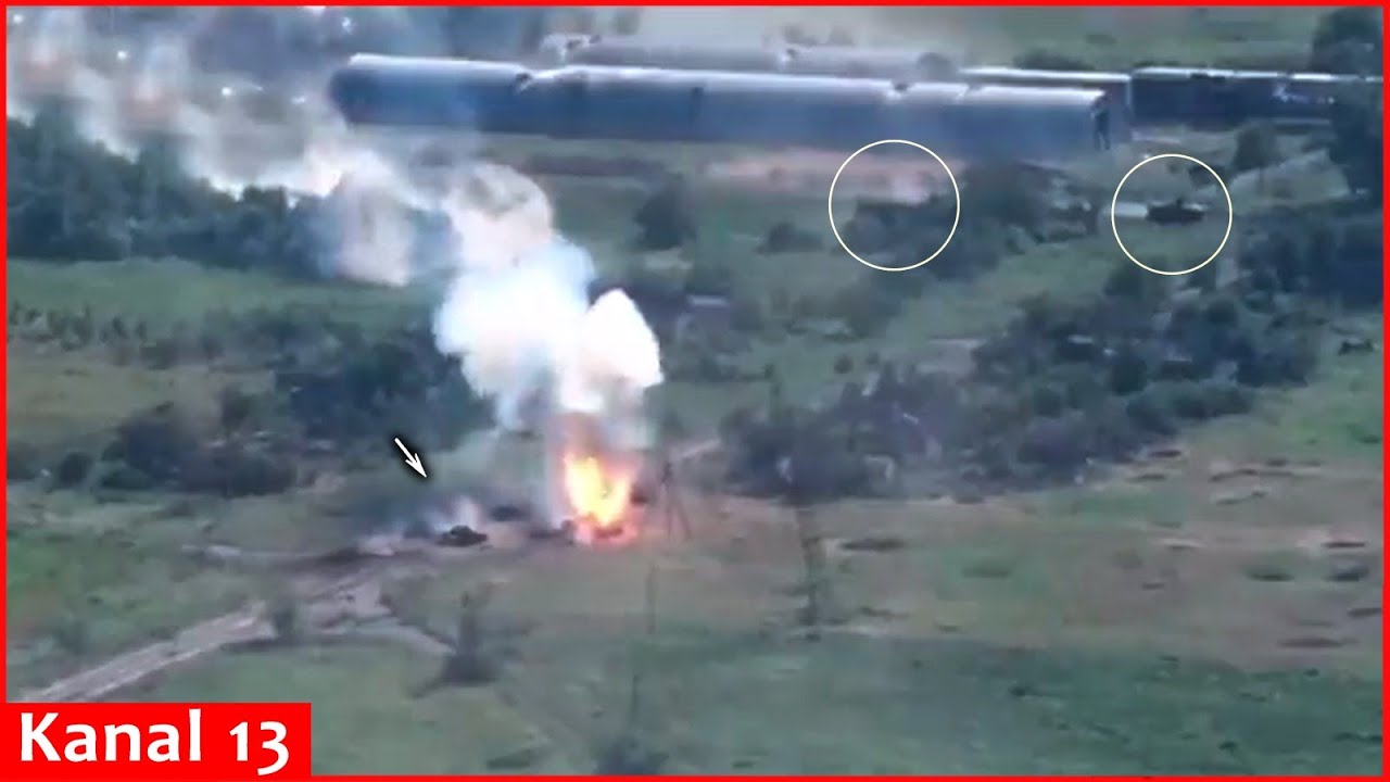 Ukraine military drone shows artillery strikes on Russian tanks ...