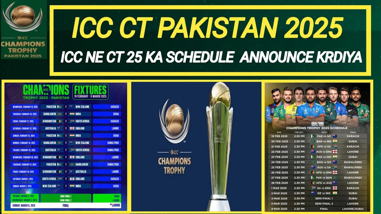 finally ICC announced the official scheduled for ICC Champions trophy ...