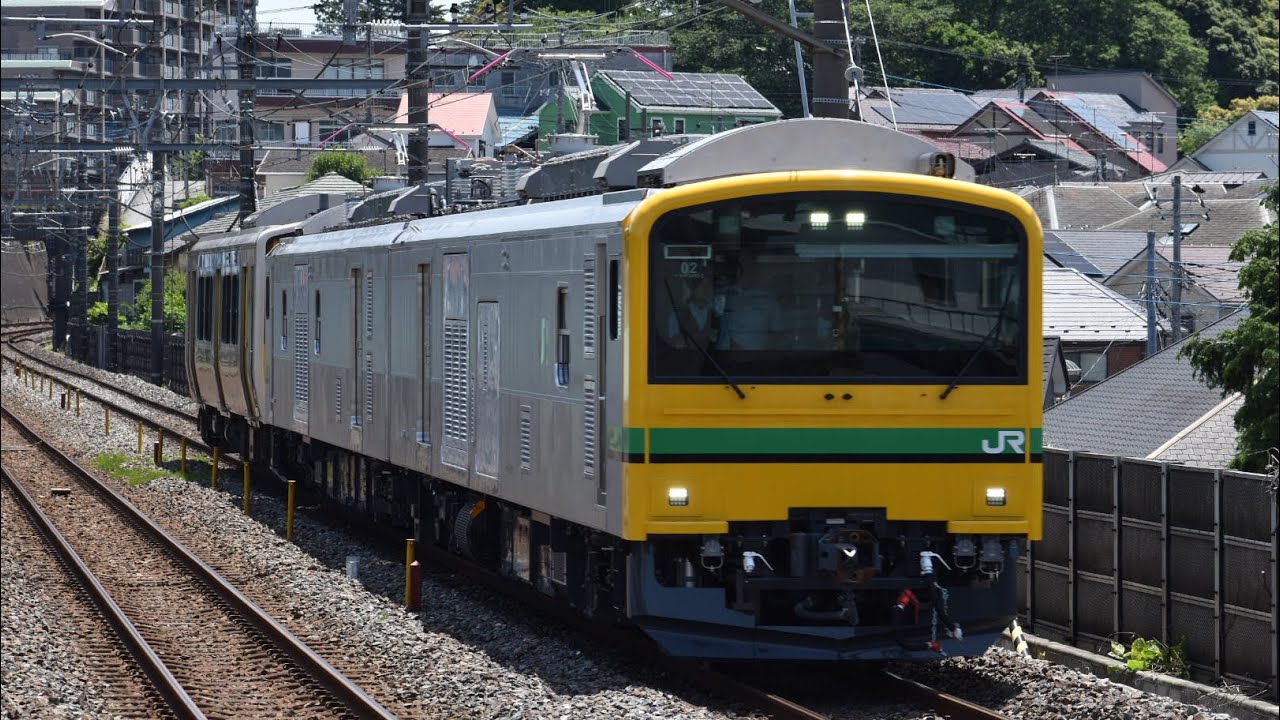クモヤE493系東オク02編成+キハE130系E130-110編成 KY入場配給 新松戸駅通過 - YouTube