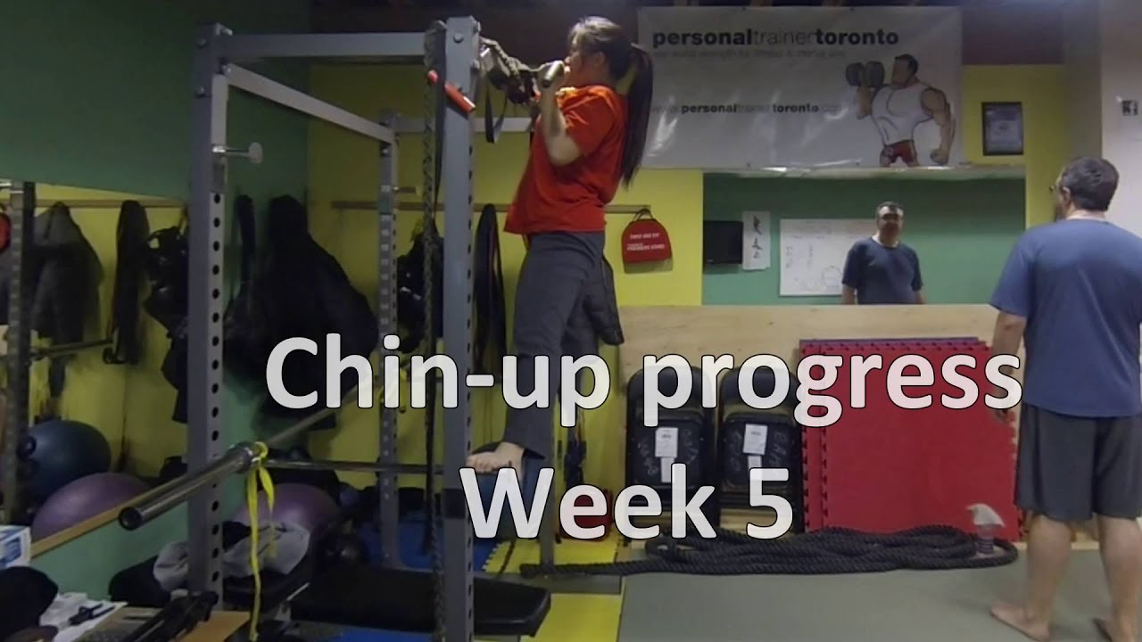 Rebecca's chin ups progress - week 5 - YouTube