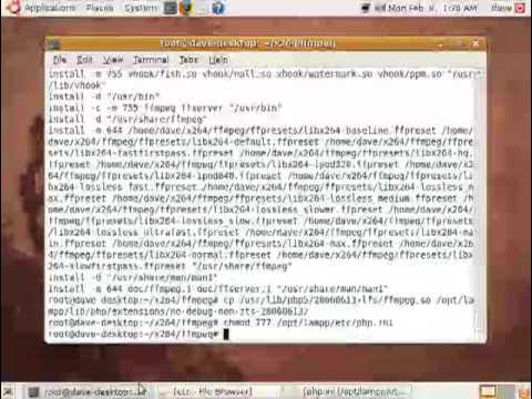 Prt. 3 - Install FFmpeg, FFmpeg-PHP, Mencoder, LAME MP3, FLVtool2, Libogg, Libvorbis, Ubuntu 8. ...