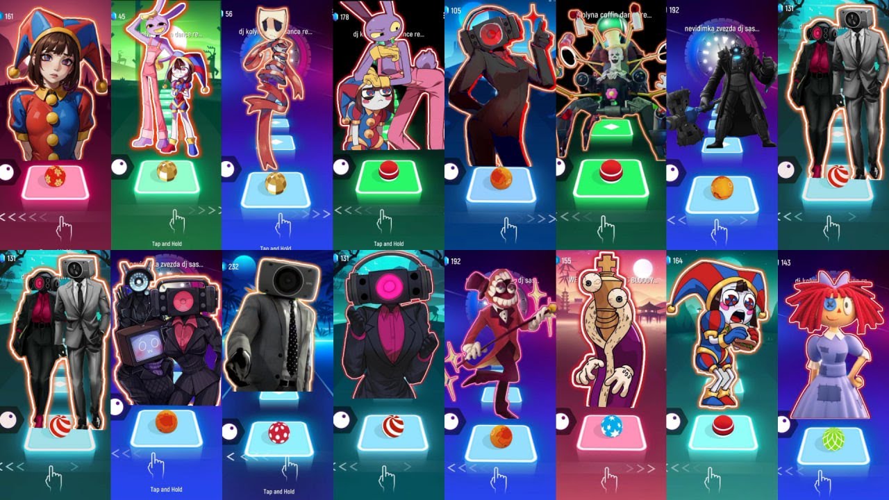 Mega Tiles hop Cartoon // Cameraman, digital circus, pomni, speakerman, jax // Coffin - YouTube