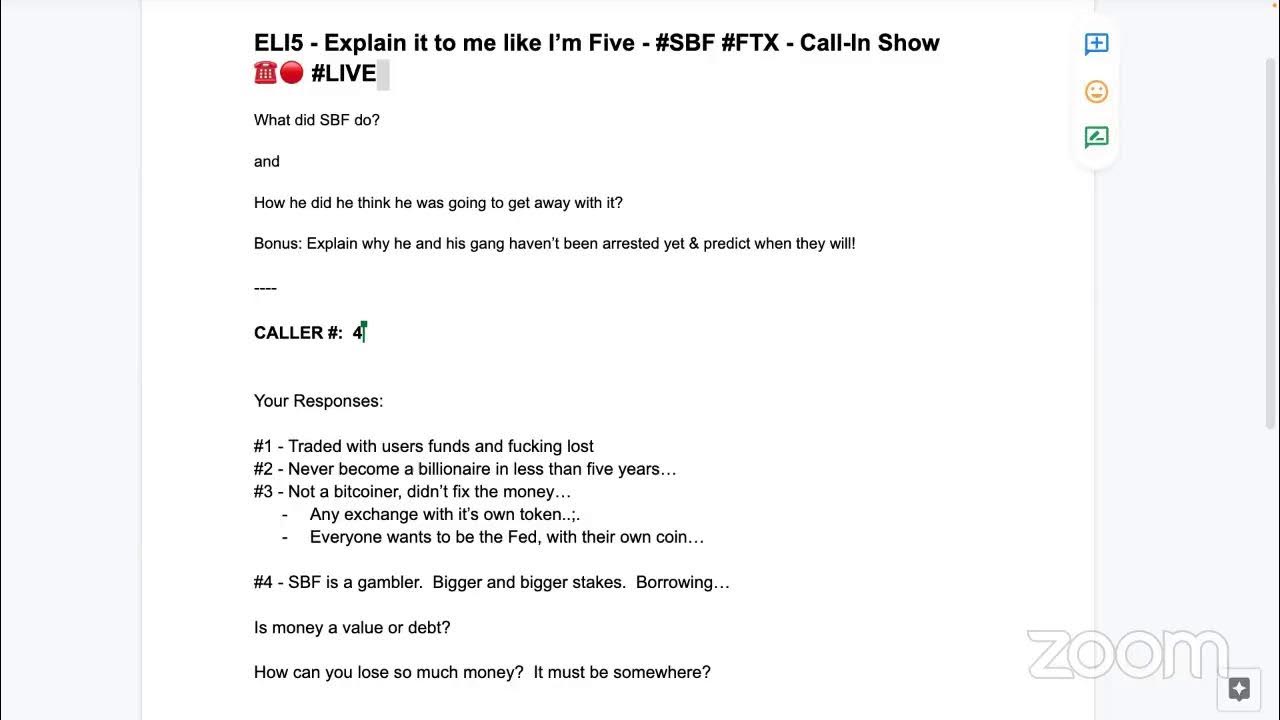 ELI5 - Explain it to me like I’m Five - #SBF #FTX - Call-In Show ️ #LIVE - YouTube