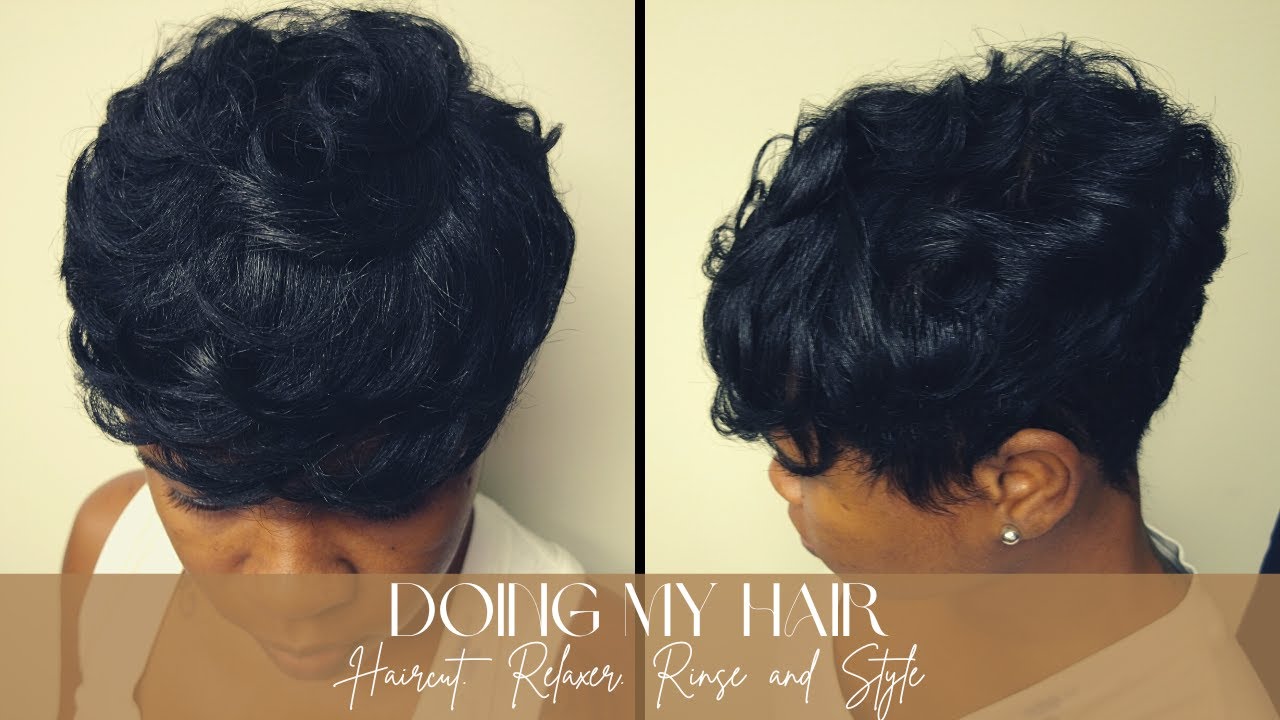 Doing My Hair | Haircut | Relaxer | Rinse | Style 💇🏾‍♀️ - YouTube