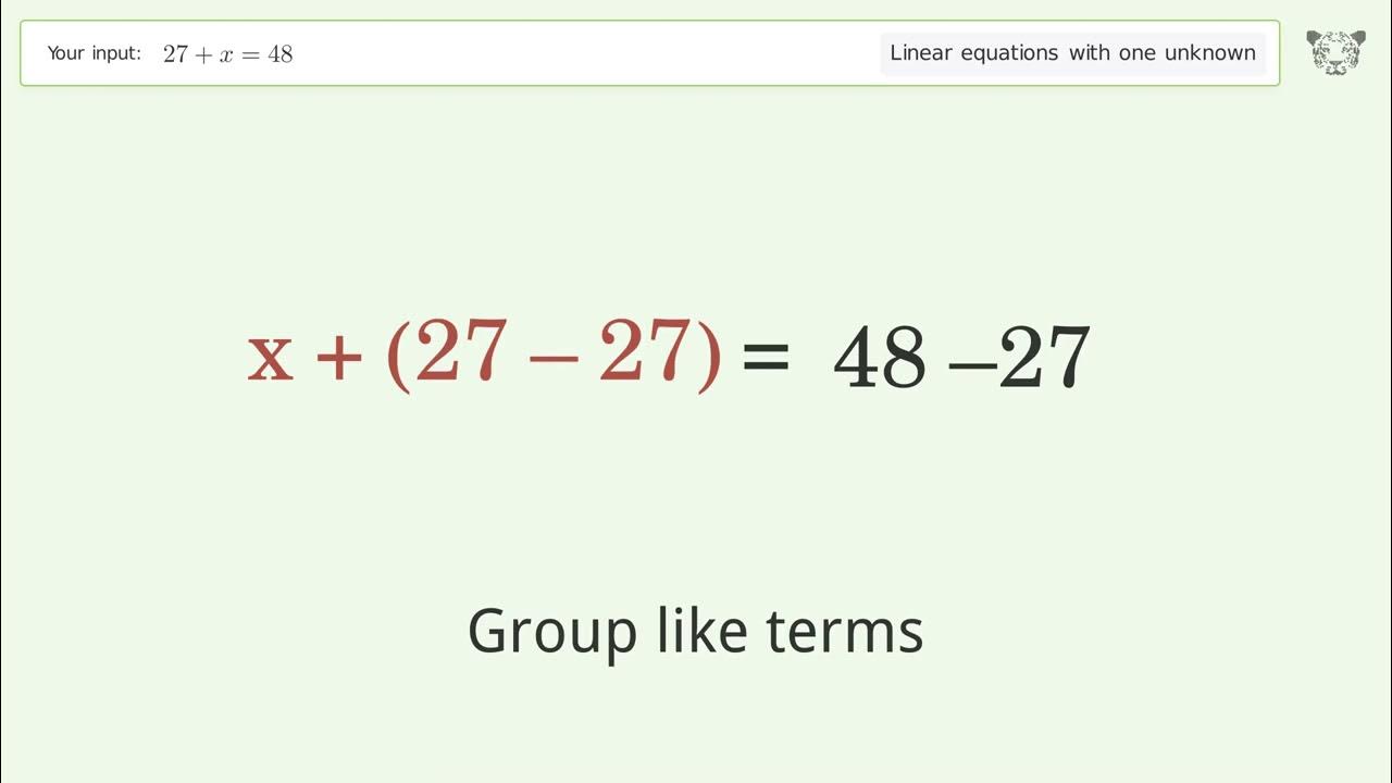 solve-27-x-48-linear-equation-video-solution-tiger-algebra-youtube