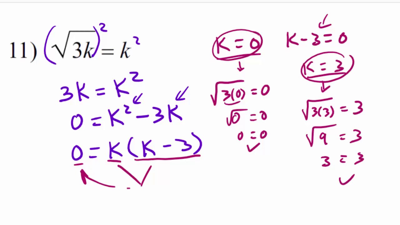 Solving Square Root Equations YouTube