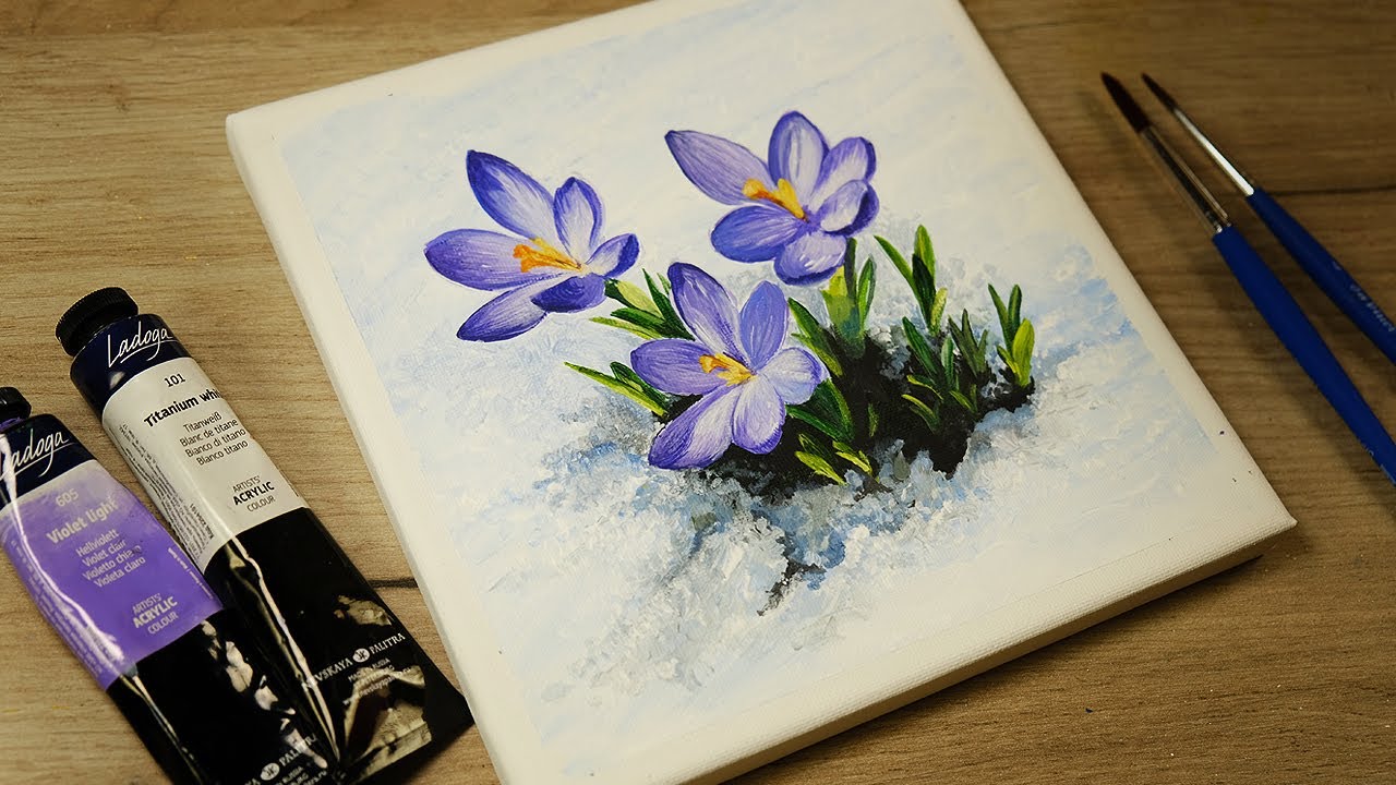 Spring flowers/ Easy acrylic painting for beginners / PaintingTutorial ...