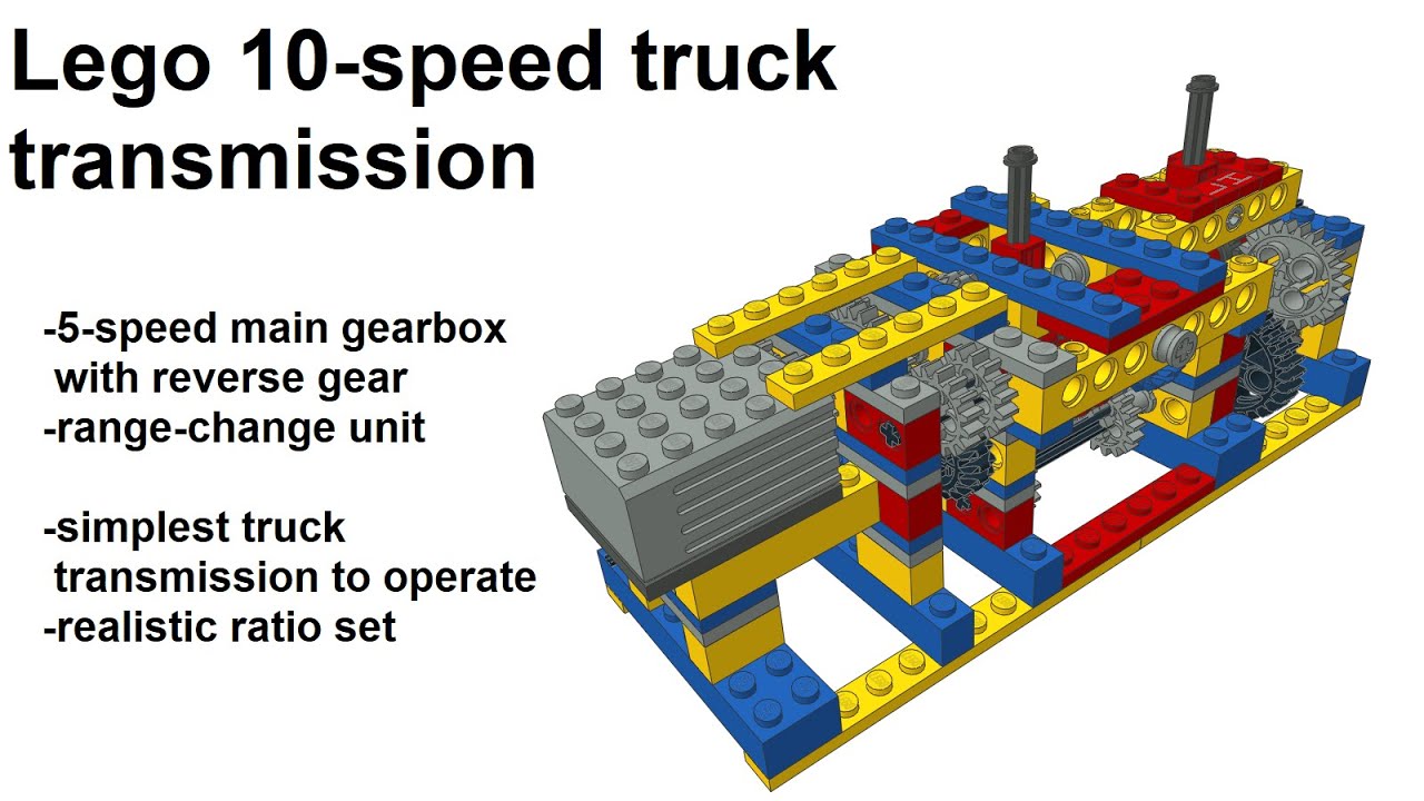 Lego 10-speed truck transmission with range-change unit version V - YouTube