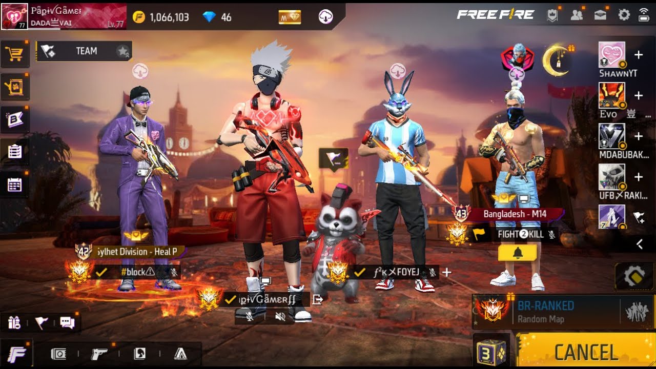 Free Fire Live On Papi Gamer FF🔥 Team code Gameplay only subscribers - YouTube