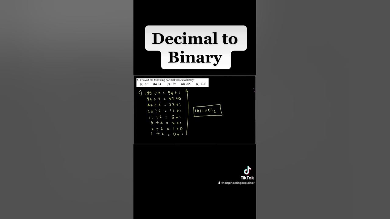 Decimal To Binary Conversion Youtube