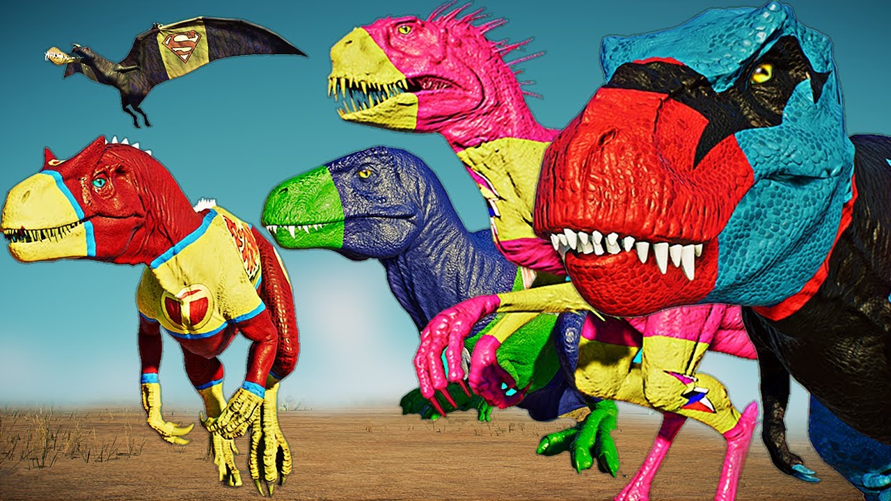 Prehistoric Wild Life! Falcon Acrocanthosaurus Vs T-REXES & Scorpios ...