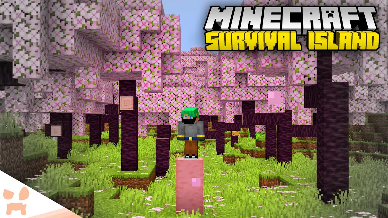 Cherry Blossom Tragedy... - Minecraft 100 Day Island (#13) - YouTube