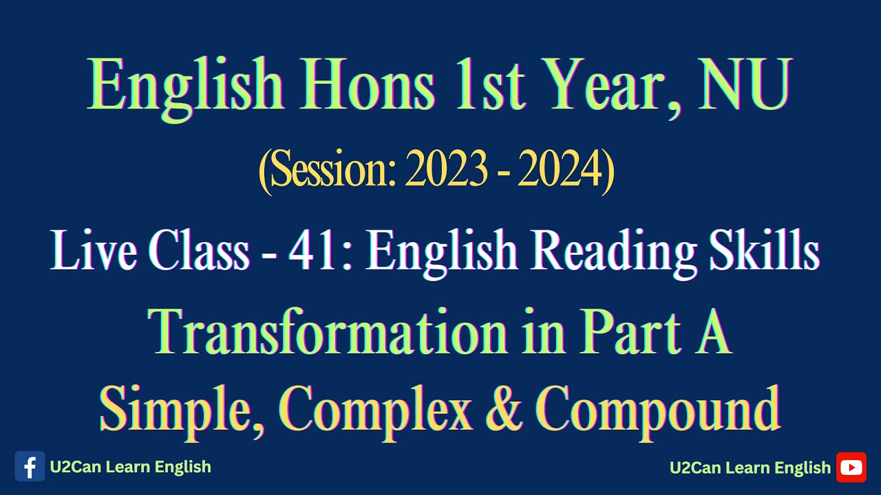 Live Class - 41।। Transformation - Simple, Complex & Compound ...