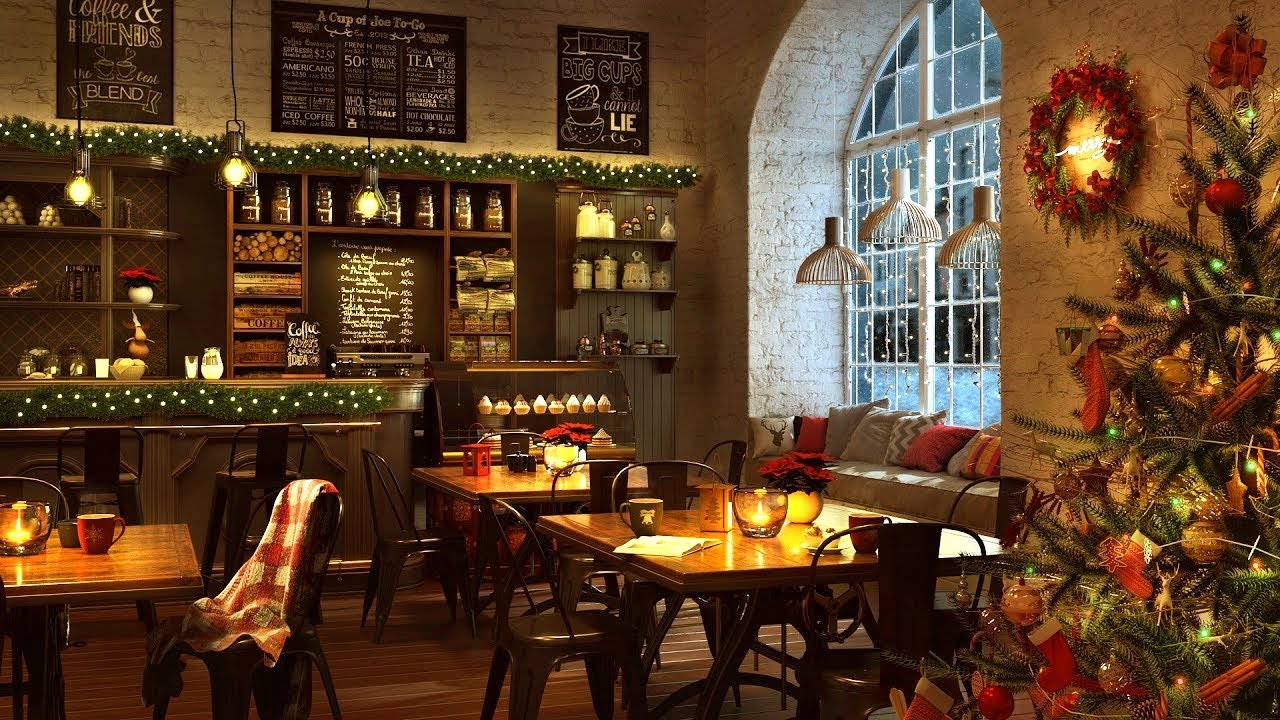 Cozy Christmas Coffee Shop Ambience with Smooth Piano Christmas Music ...