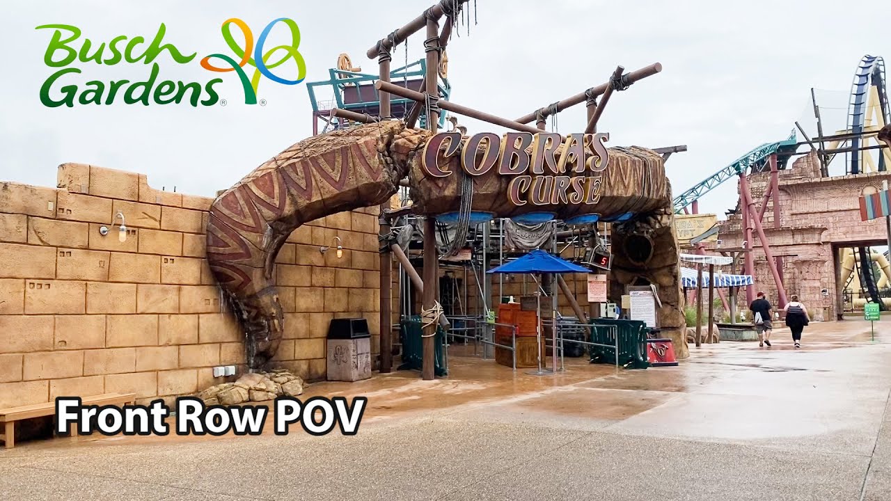Cobra's Curse Spinning Roller Coaster Front Row POV | Busch Gardens ...