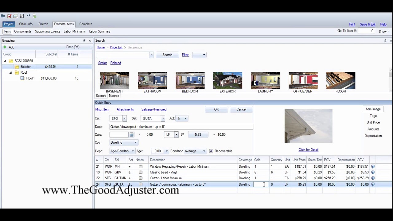 Adding Exterior Items In Xactimate Estimates :: The Good Adjuster - YouTube