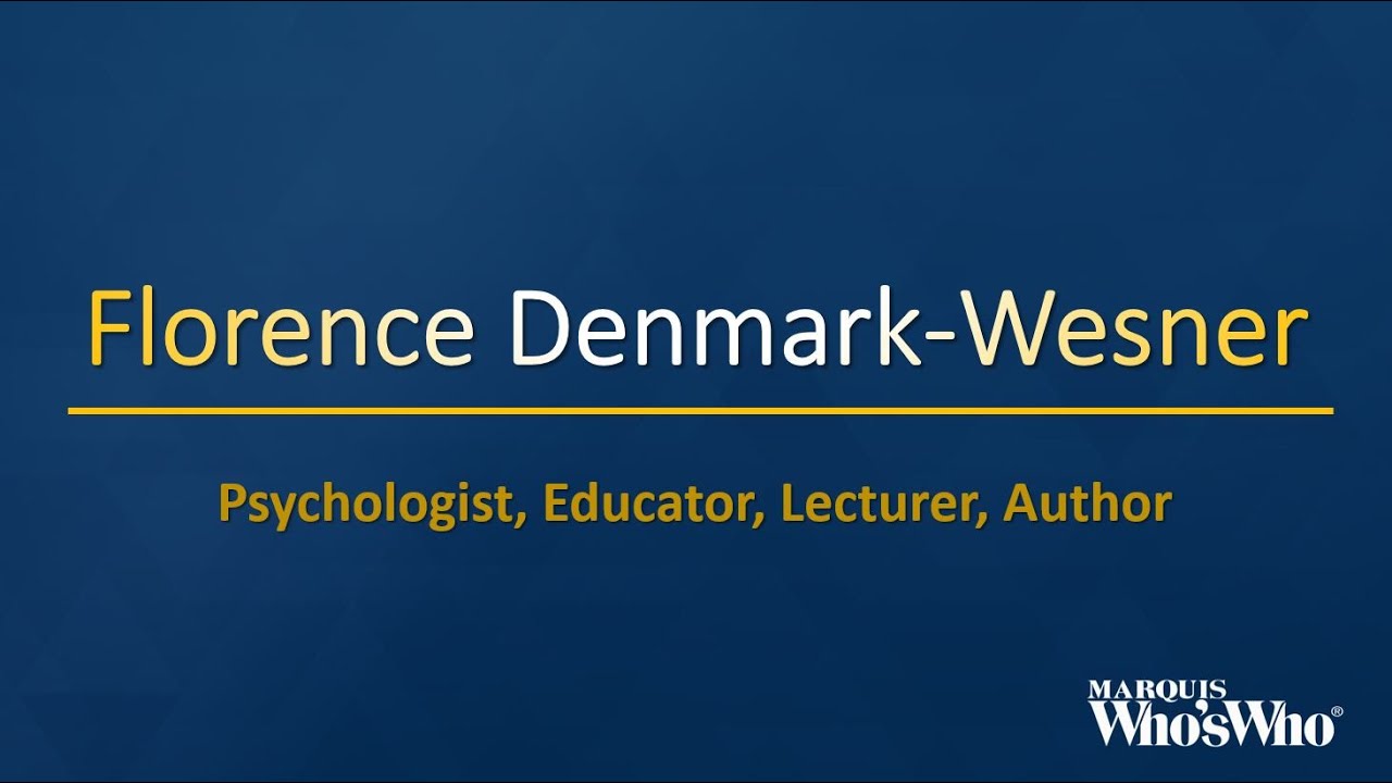 Florence Denmark Wesner Found Success as a Psychologist - YouTube