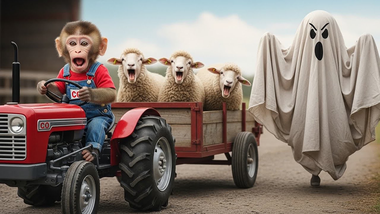Monkey CO Drives the Crane to Rescue the Sheep from a Ghost on ...
