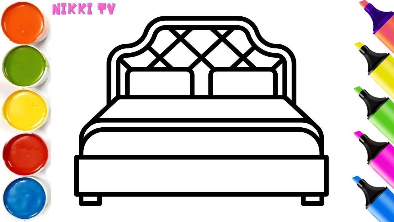 How To Draw A Bed Step By Step 🛏️ Easy Bed Drawing, Painting, Coloring ...