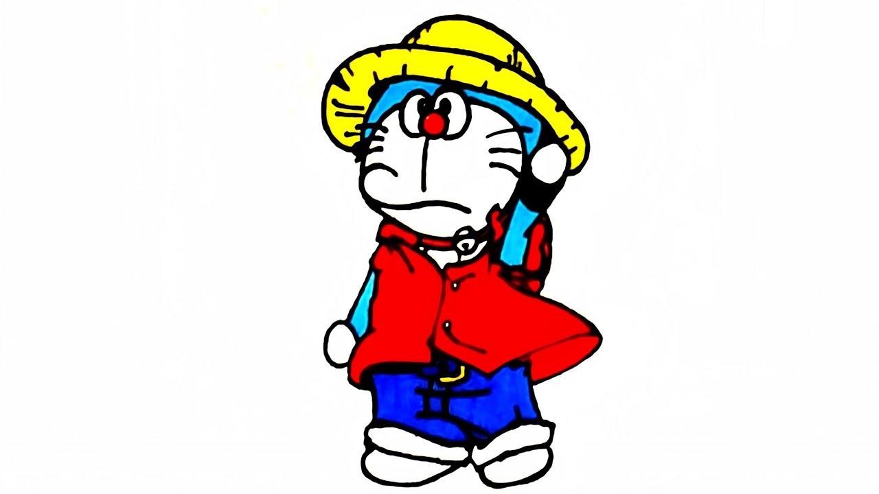 Drawing Doraemon combined with Luffy - YouTube