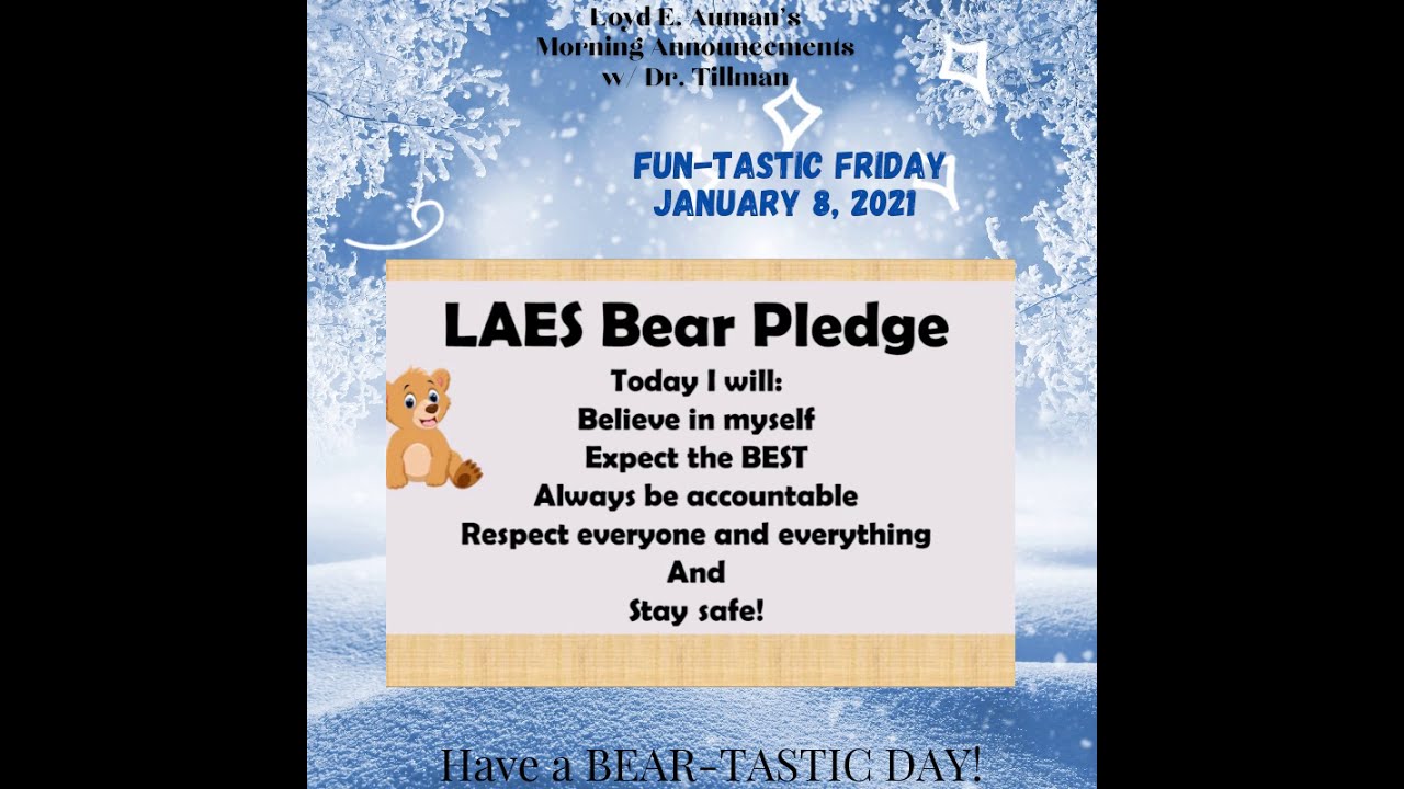 Loyd E. Auman's Morning Announcements_Friday January 8, 2021 - YouTube