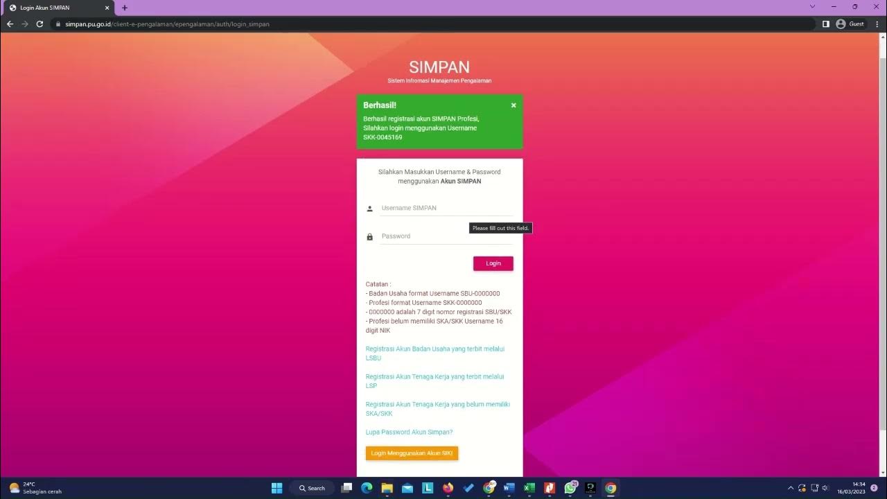 TUTORIAL LOGIN E SIMPAN - YouTube