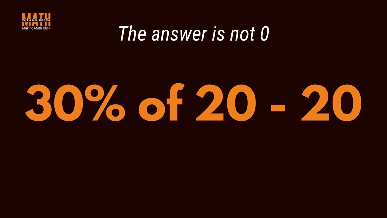 Solve 30% of 20 - 20 in Minutes! Math Made Easy - YouTube