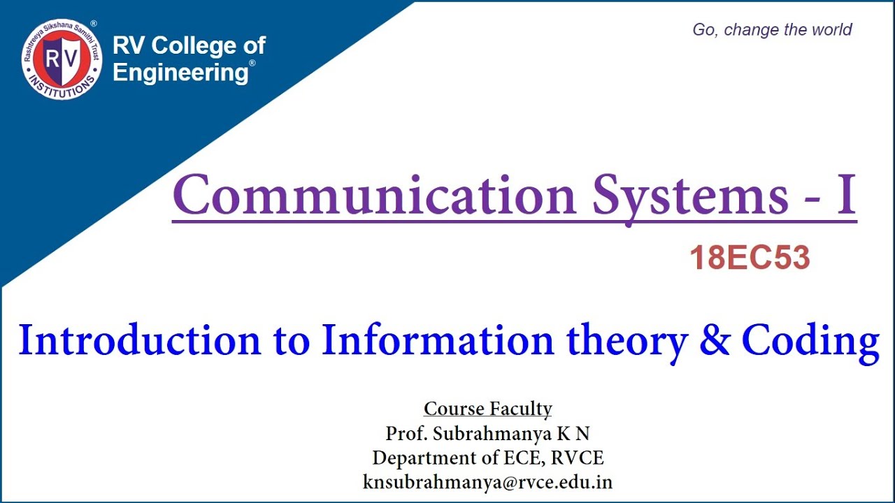 Coomunication Systems - 1 [Introduction to Information theory and ...