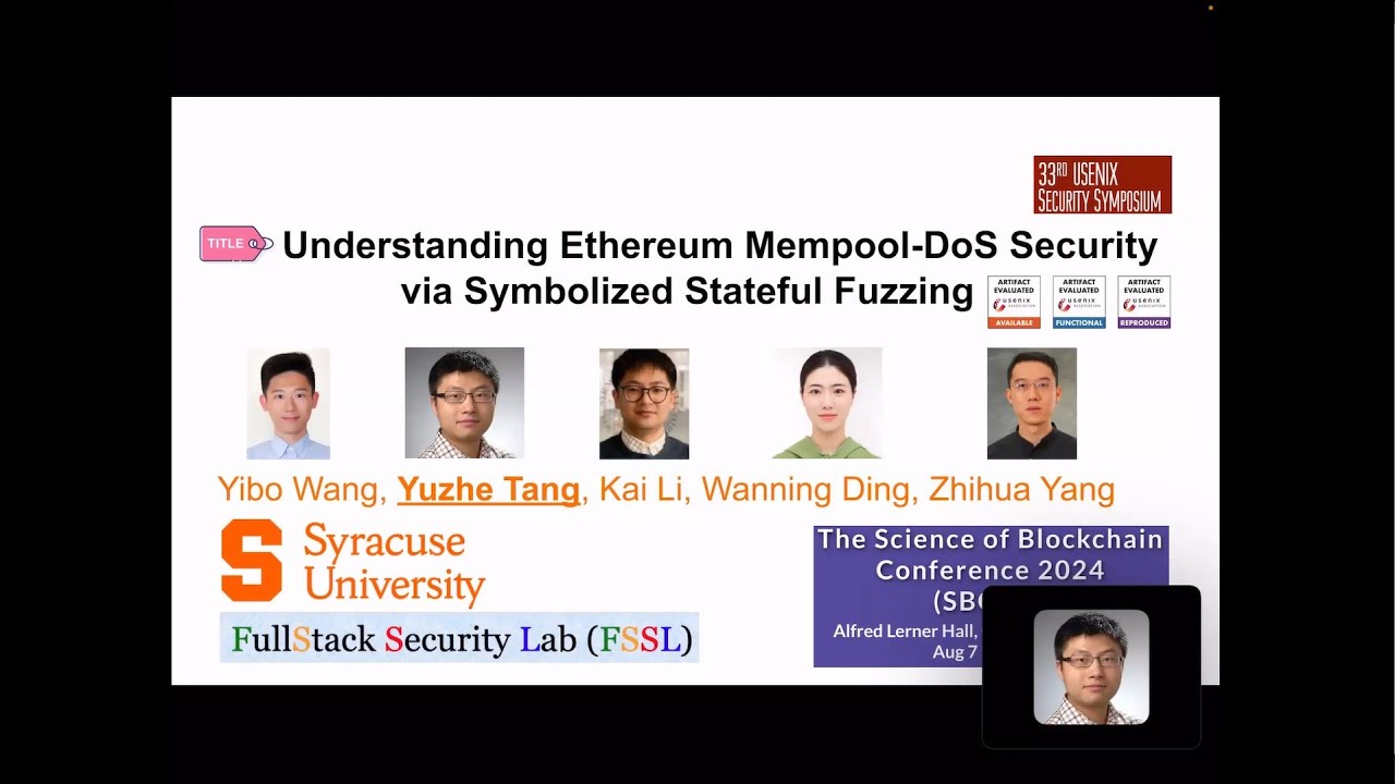 Yuzhe Tang (Syracuse University) - "Understanding Ethereum Mempool ...
