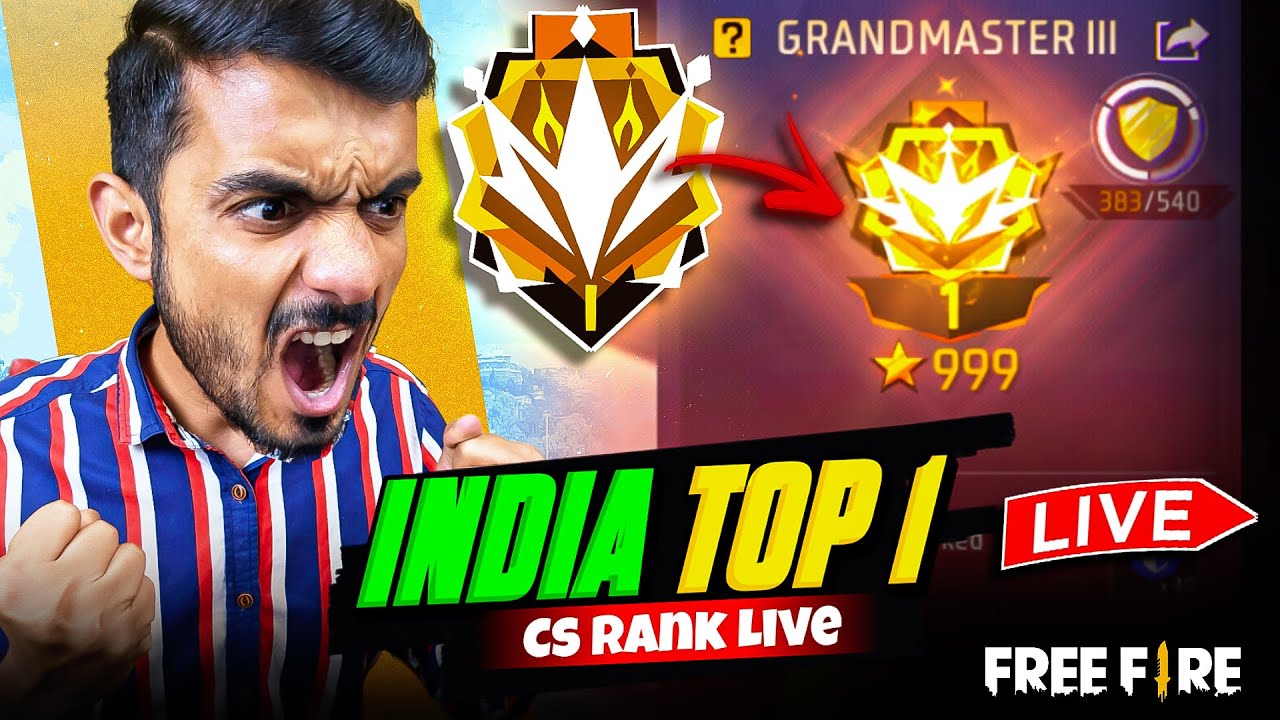 Heavy Rank Push To Conquer India Top 1 In CS Rank Free Fire live - YouTube