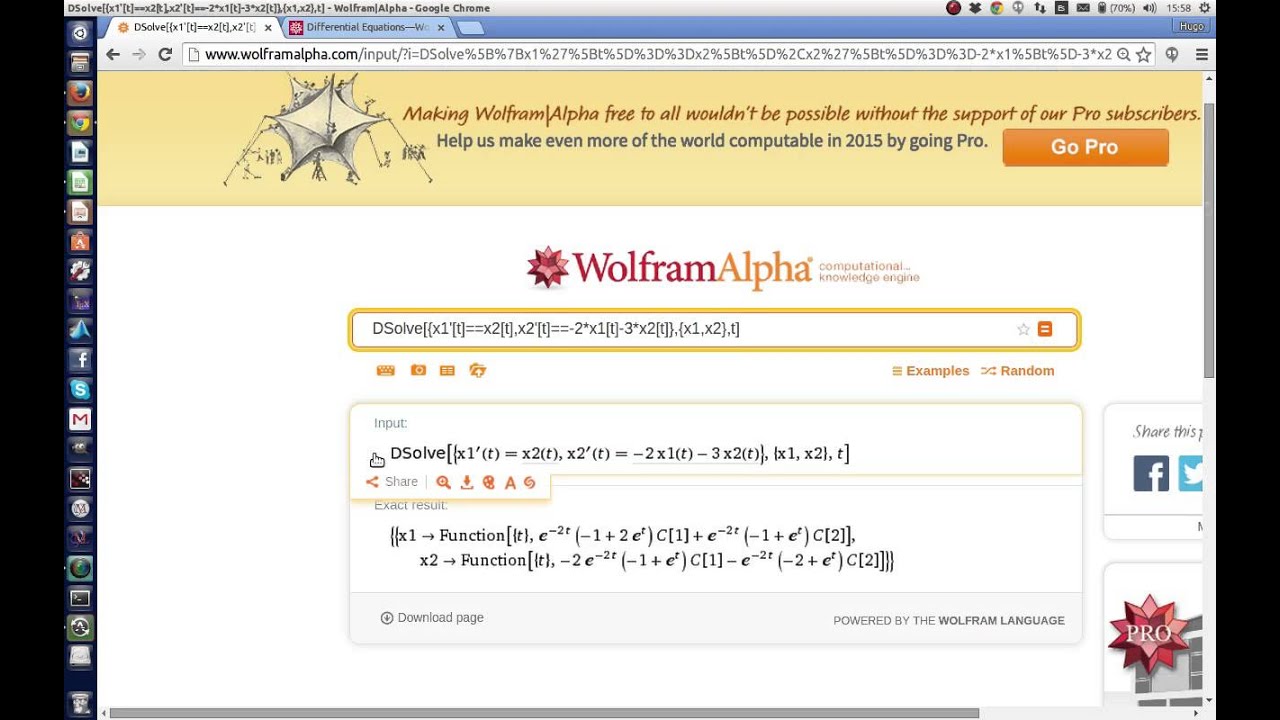Solución de sistemas de EDO en Wolframalpha - YouTube