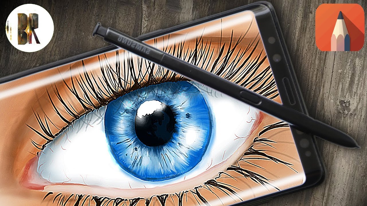 Drawing a eye with Note 9 - YouTube