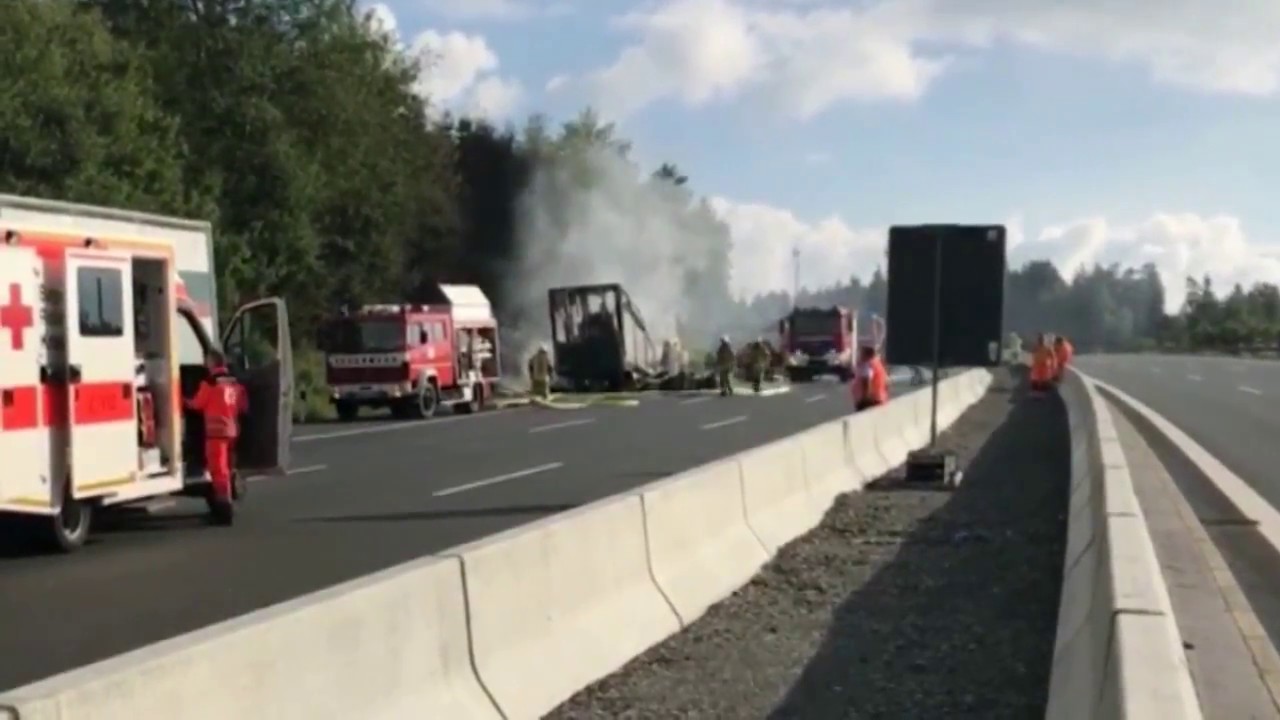 Muenchberg bus crash: 31 injured in German Autobahn bus crash and fire ...