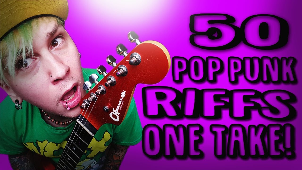 50 Pop Punk Guitar Riffs In One Take! Guitar and Bass - YouTube