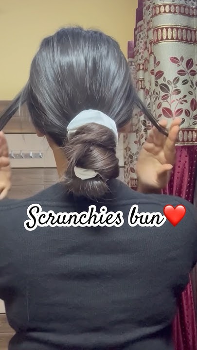 Scrunchies bun hairstyle | scrunchies bun hairstyle for long hair ...