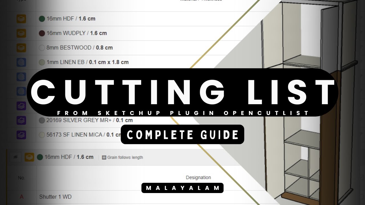 Cutting List From Sketchup | Complete Guide | OpenCutlist Plugin - YouTube