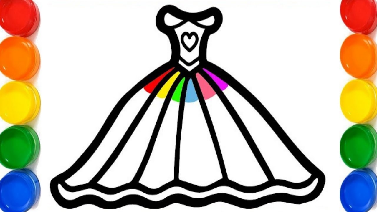 Girls dress , Shoes & Fish Drawing for kids* Painting & Colouring ...