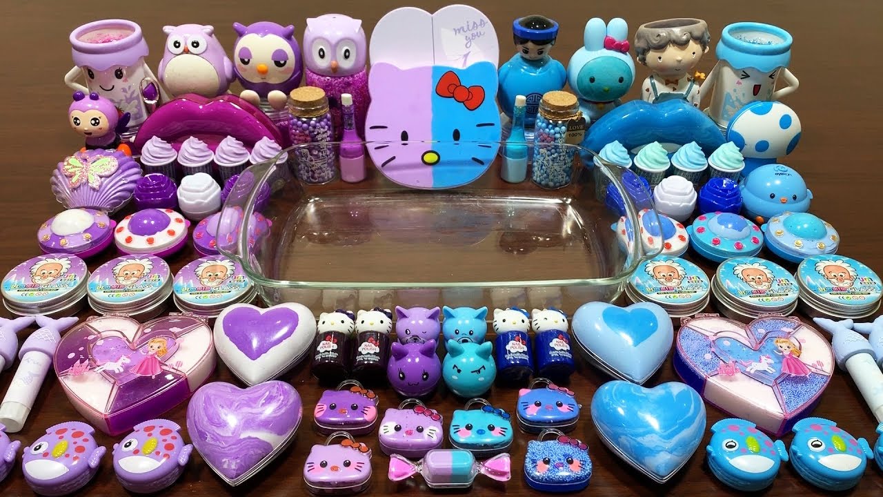 HEARTS SLIME || VIOLET Vs CYAN | Mixing Random Things Into Slime ...