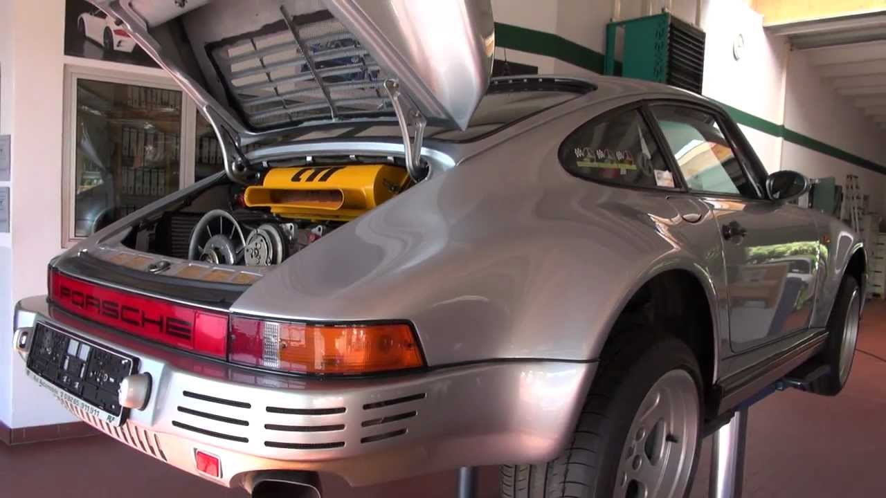 Ruf CTR "Yellowbird" in silver with engine in detail at Ruf ...