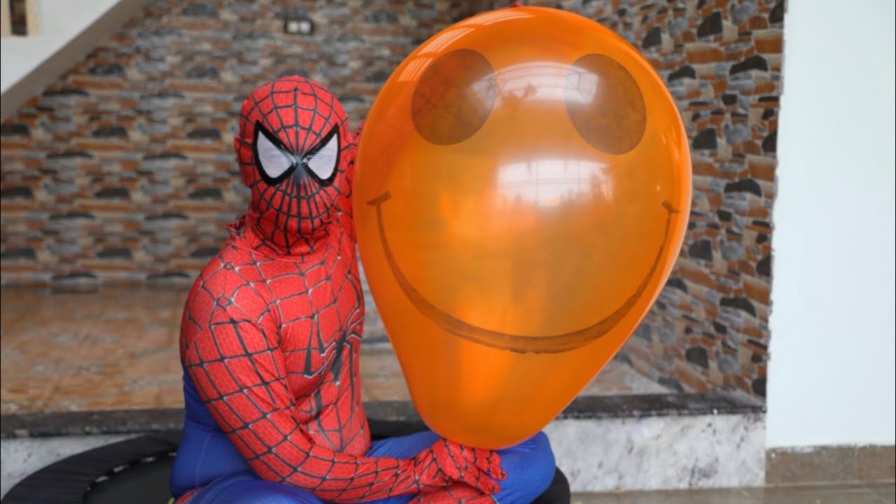 Spiderman vs giant Balloon popping challenge | Inflatable pop - YouTube