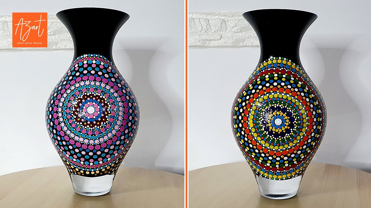DIY home decor. Dot Art Mandala a Vase - YouTube