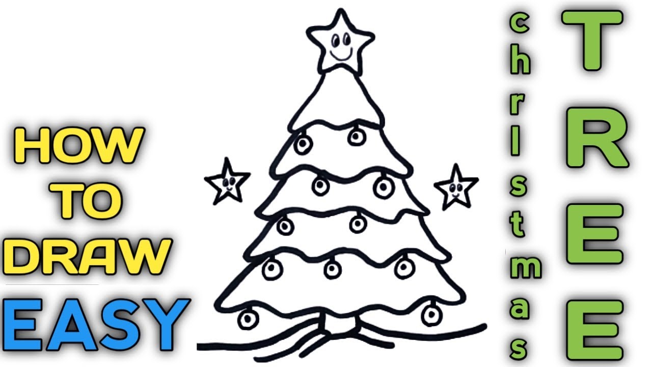 how to draw cute christmas tree drawing very easy drawings cute ...