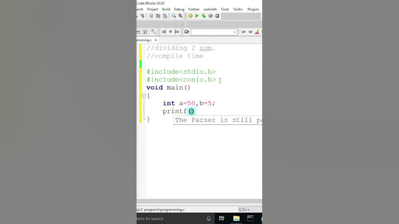 Dividing 2 numbers || c programming || compile time #programming # ...