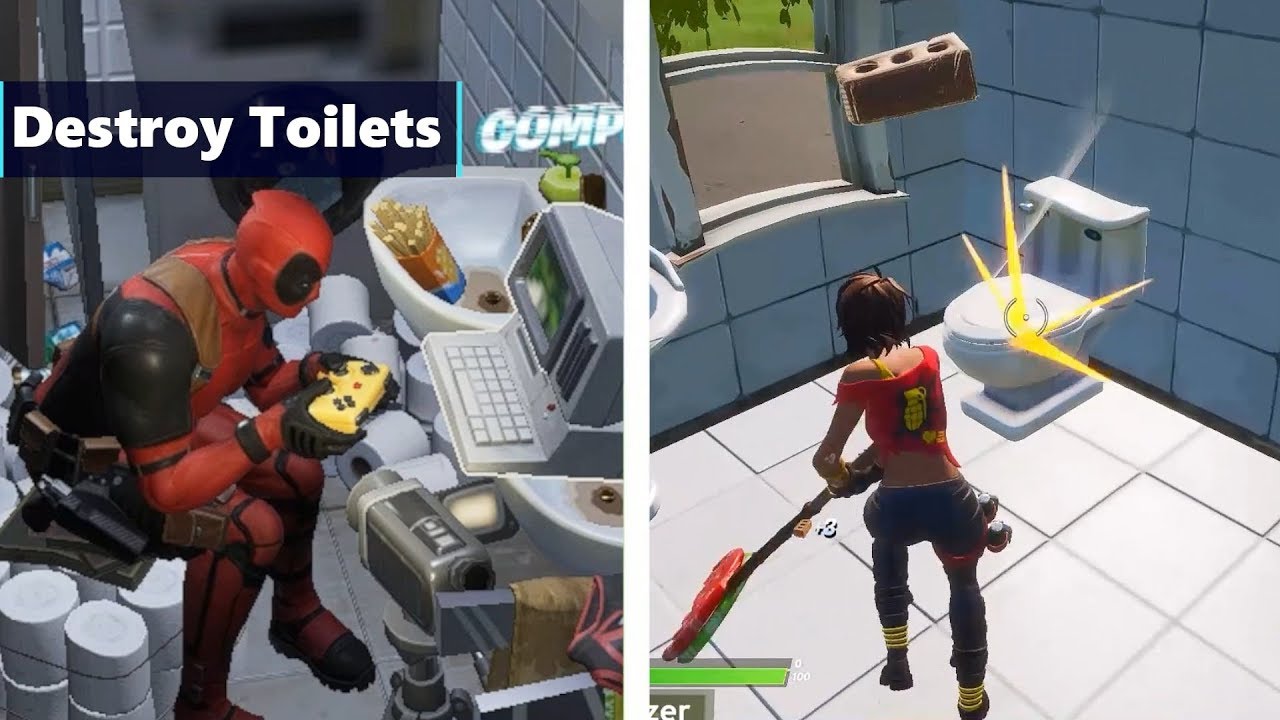 Find Deadpool's Toilet Plunger & Destroy Toilets Locations - Fortnite ...