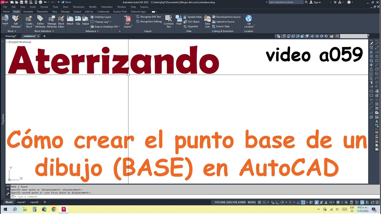Crear el punto base de un dibujo (BASE) en AutoCAD - YouTube