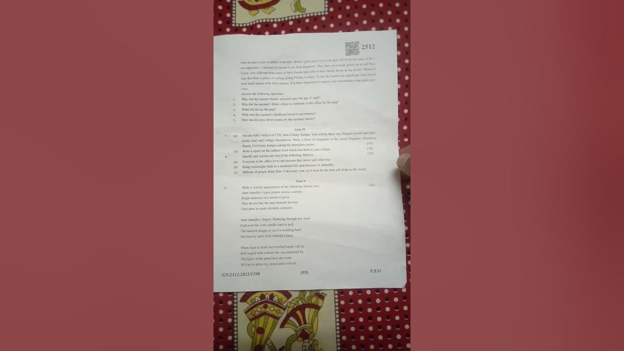 M.A. English Literature Previous year question paper 2023 Of MDSU ...