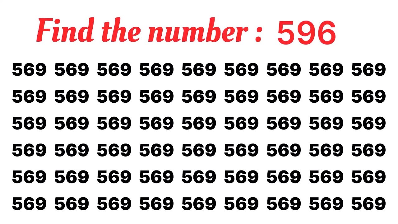How Fast Can You Find the Number "596". Test your eyes. Focus Your mind ...
