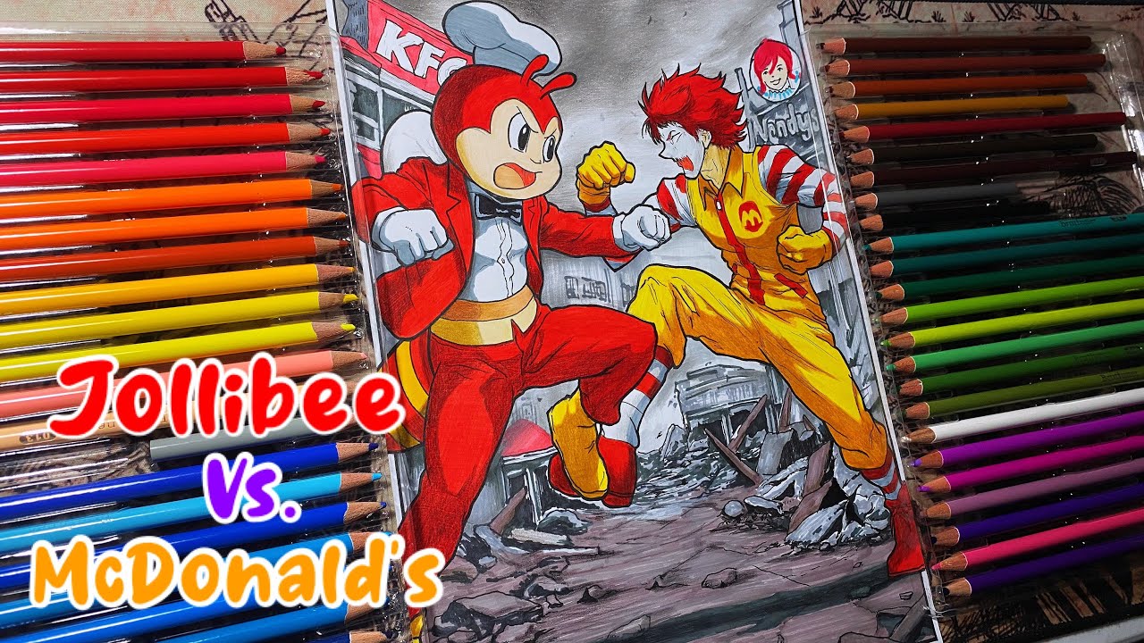 Drawing Jollibee vs. McDonald's | pentastic - YouTube