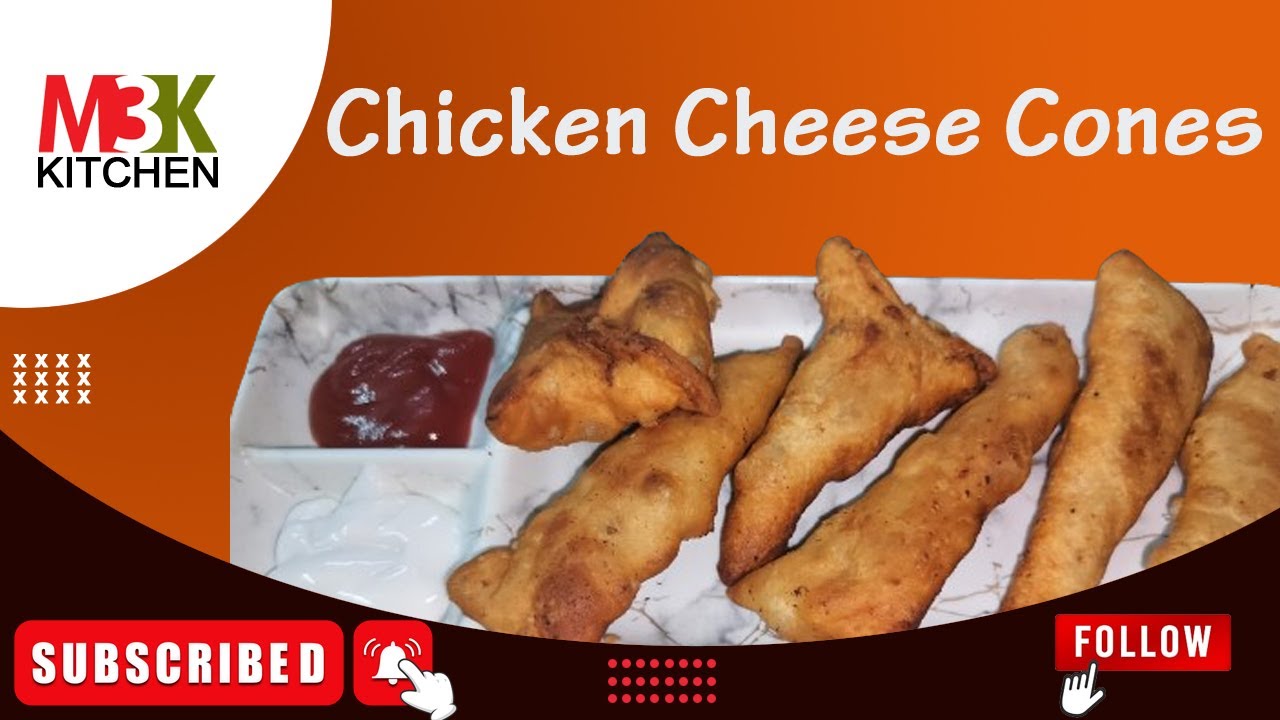 M3K KITCHEN :: New Snack Chicken Cheese Cones Recipe | चिकन कोन - YouTube